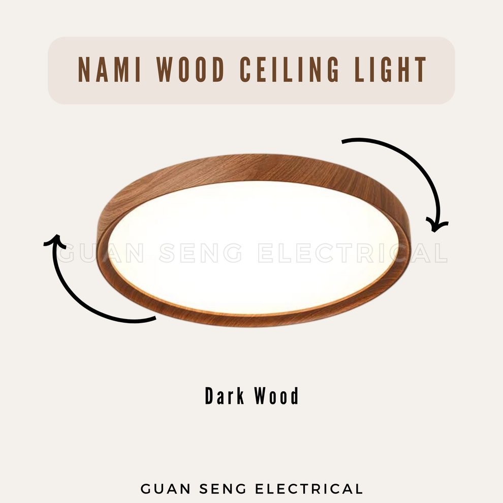 Nami Wood Ceiling Light Light Wood Dark Wood 24W 36W 48W – Guan Seng ...