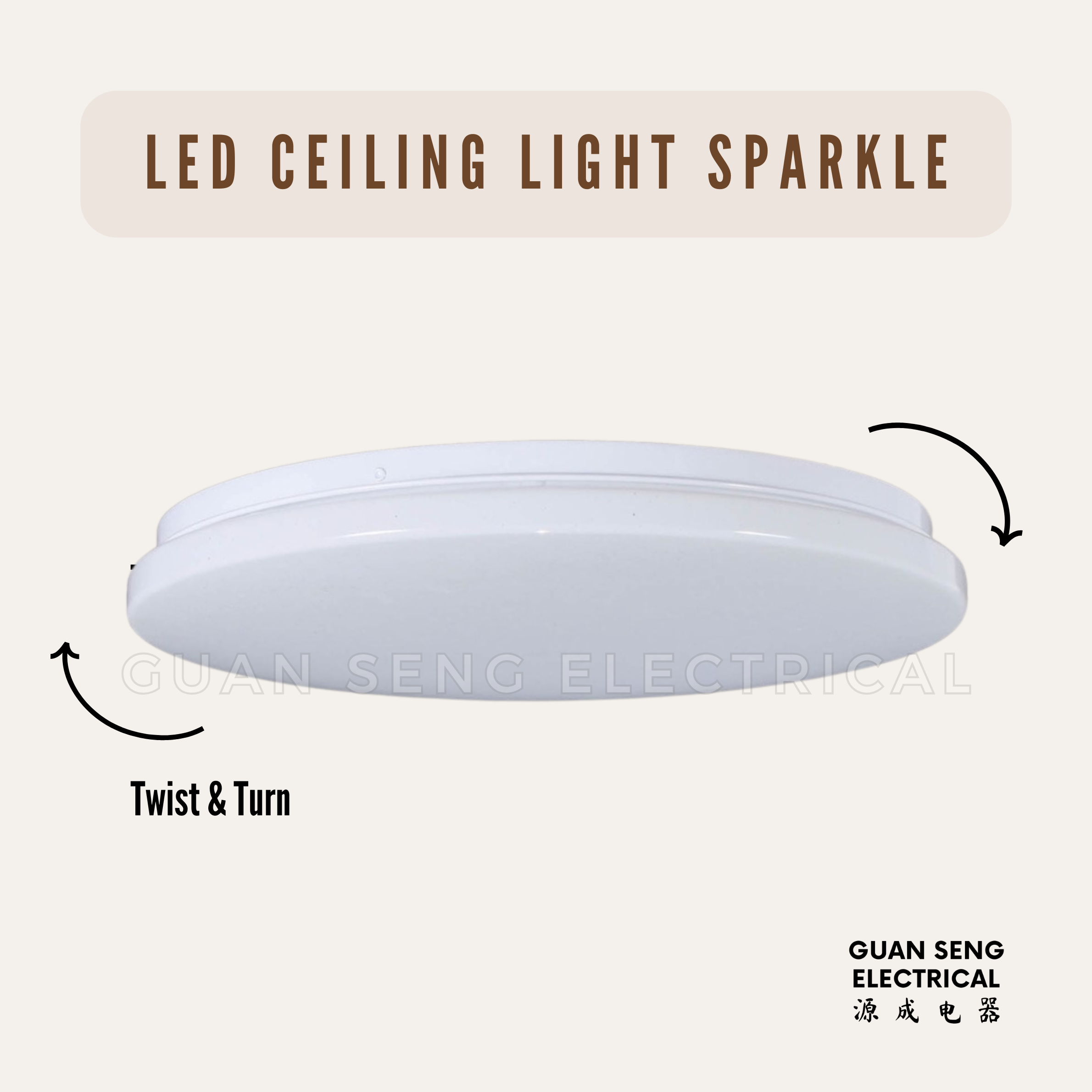 Basic Ceiling Light with Sparkle 24W 36W 40W 48W 80W – Daylight 3 Tone ...