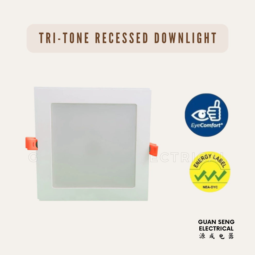 Tri-Tone Square Recessed Downlight 12W 18W Warm White Cool White Dayli ...